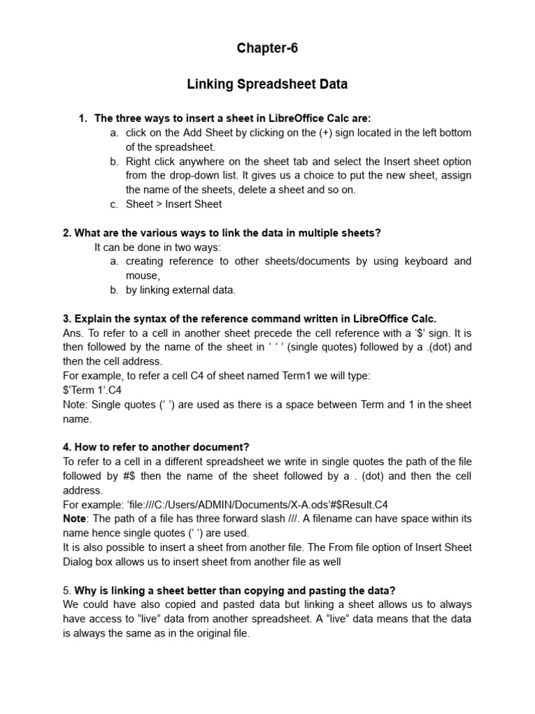 Linking Data in LibreOffice Calc | PDF | Hyperlink | Spreadsheet