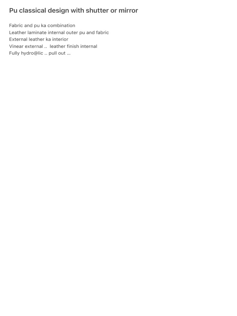 Pu Classical Design With Shutter or Mirror | PDF
