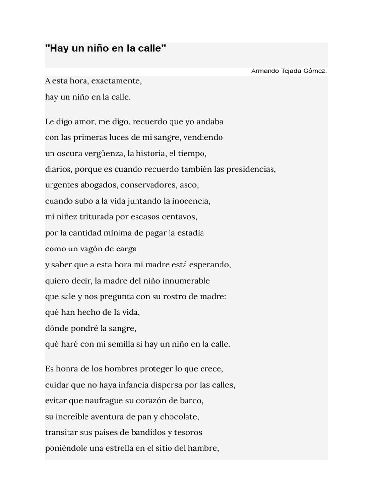 Hay Un Niño en La Calle | PDF
