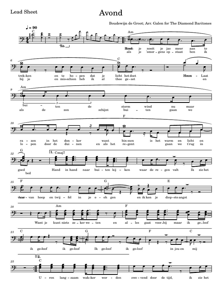 Avond-Lead Sheet | PDF