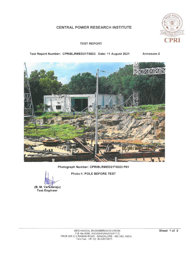 12m Steel Pole - CPRI Report-Compressed | PDF