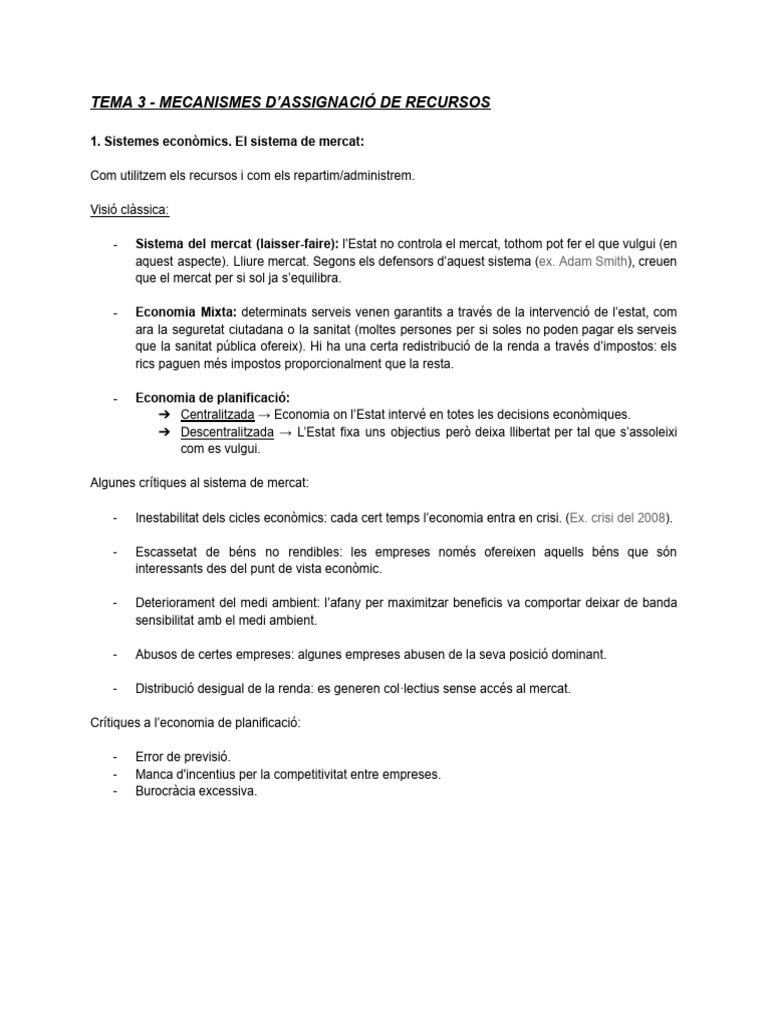 Tema 3 - Mecanismes D'assignació de Recursos | PDF