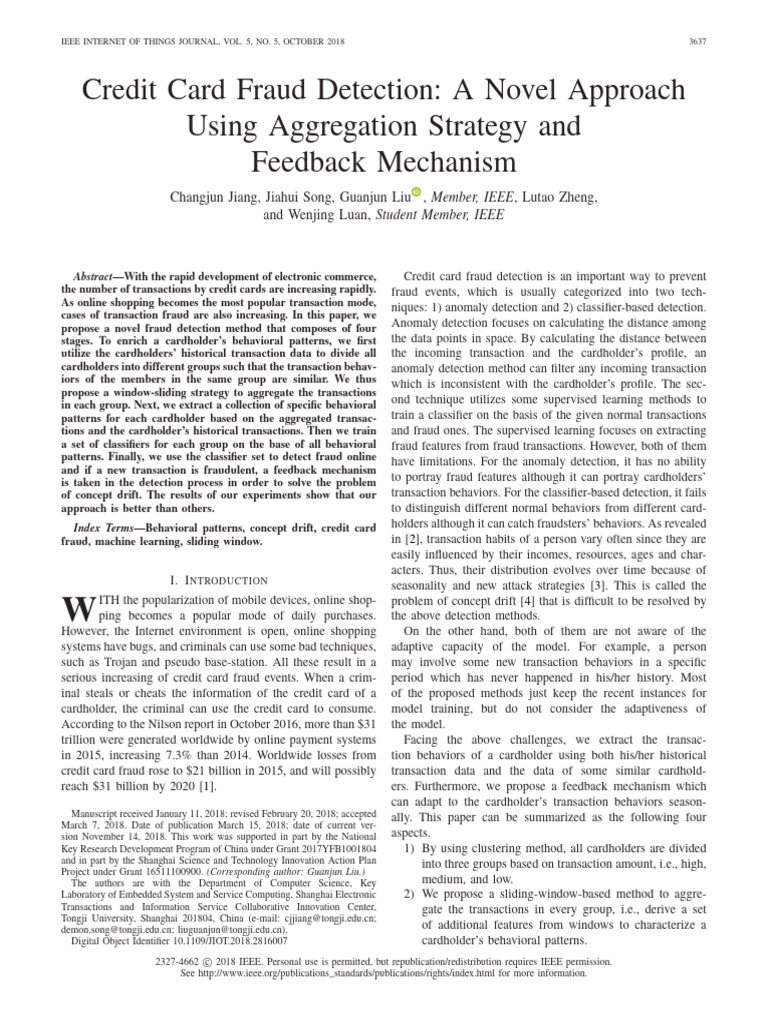 Credit Card Fraud Detection A Novel Approach Using Aggregation Strategy ...