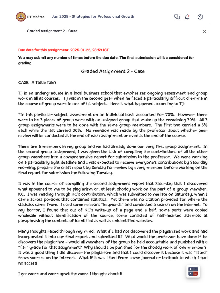 Graded assignment 2 - Case __ IITM Online Degree (1) | PDF | Plagiarism