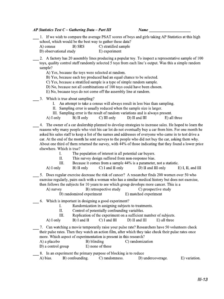 Unit 3 - Practice Test C-1 | PDF