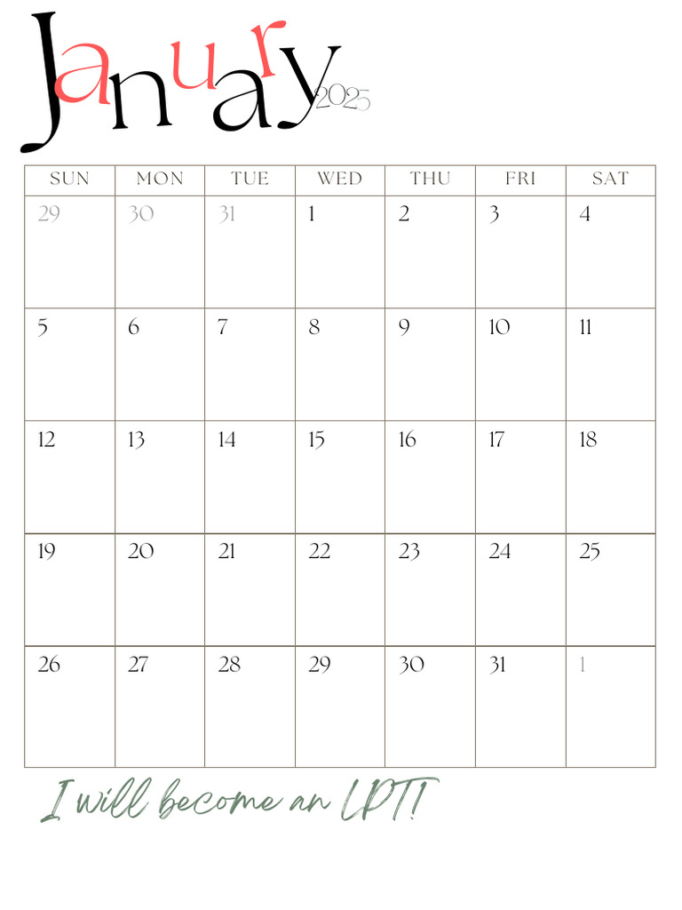 Simple Elegant January 2025 Calendar Monthly Planner | PDF