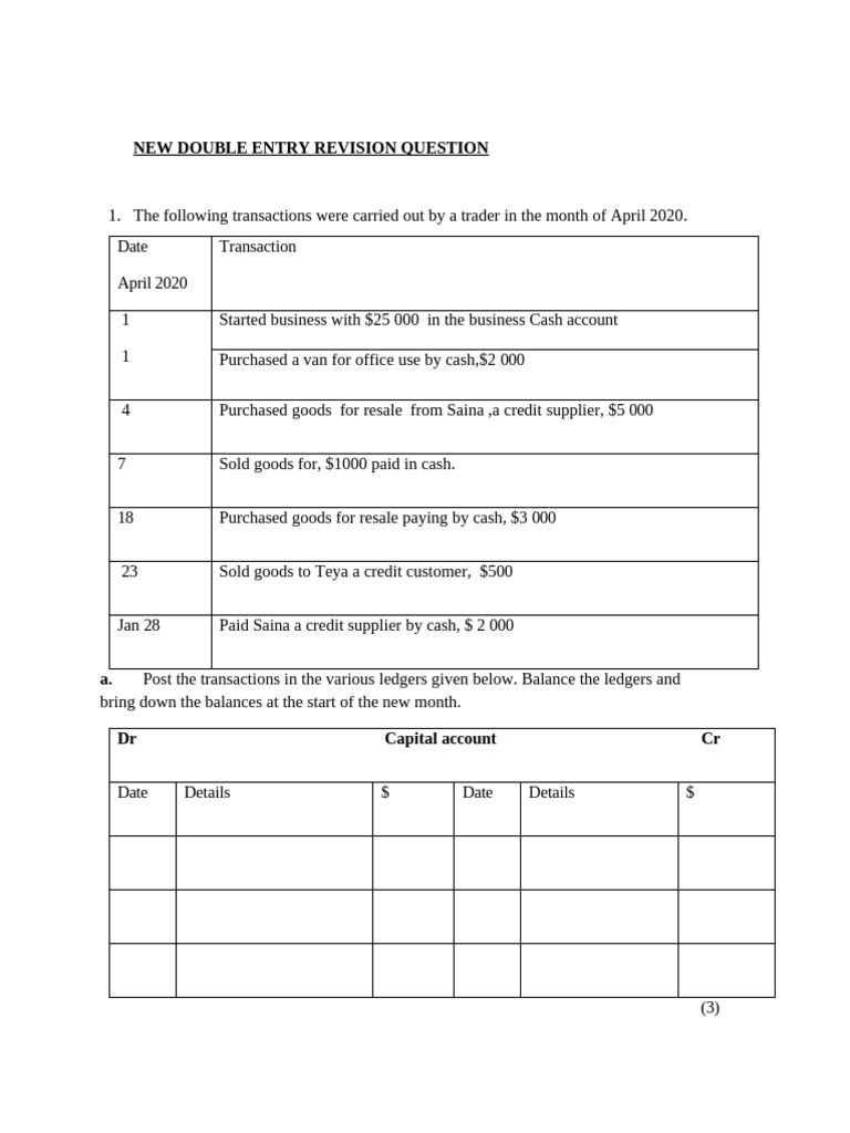 Double Entry Accounting Practice April 2020 | PDF | Debits And Credits ...