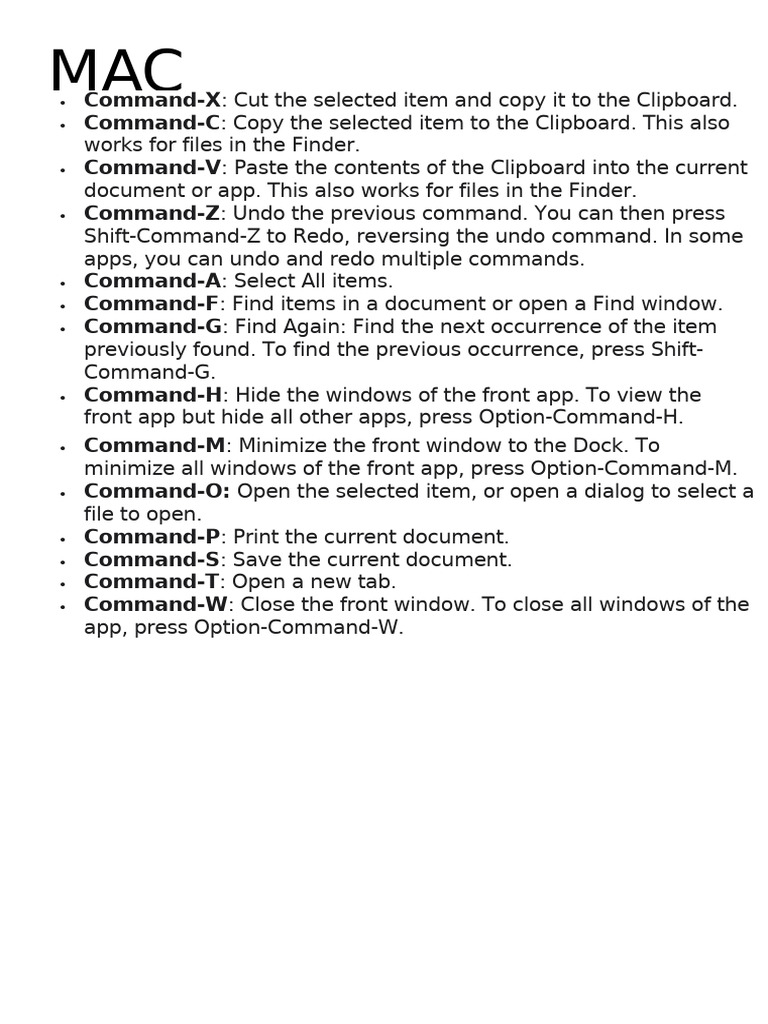 Mac Shortcuts | PDF