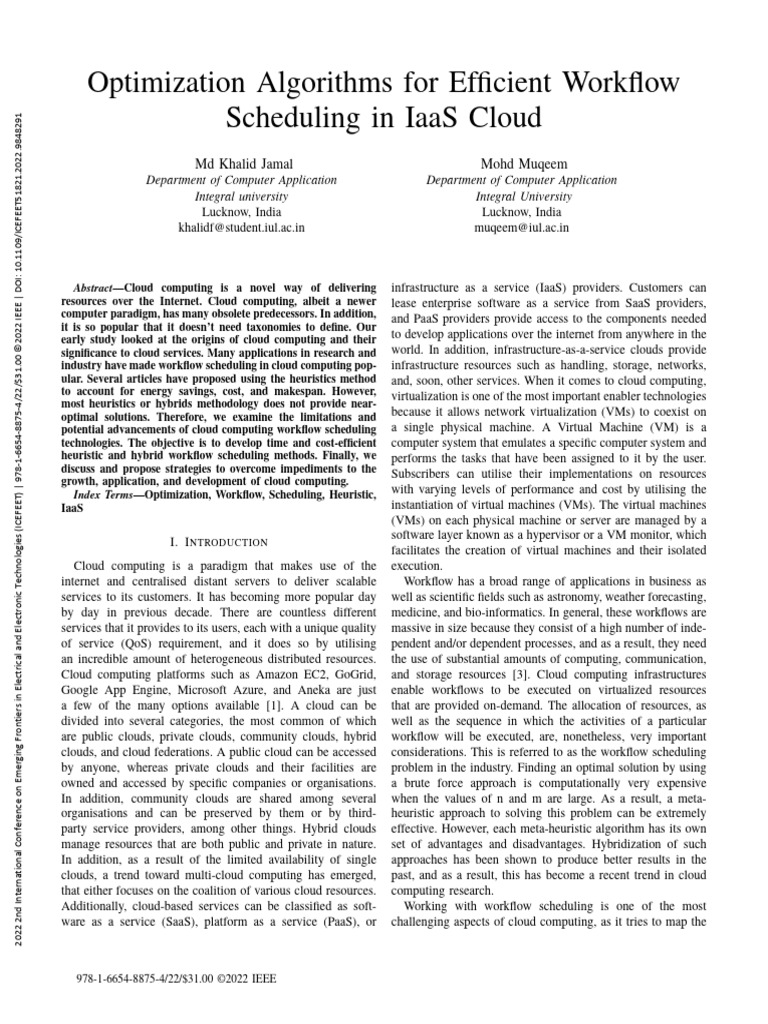 Optimization Algorithms For Efficient Workflow Scheduling