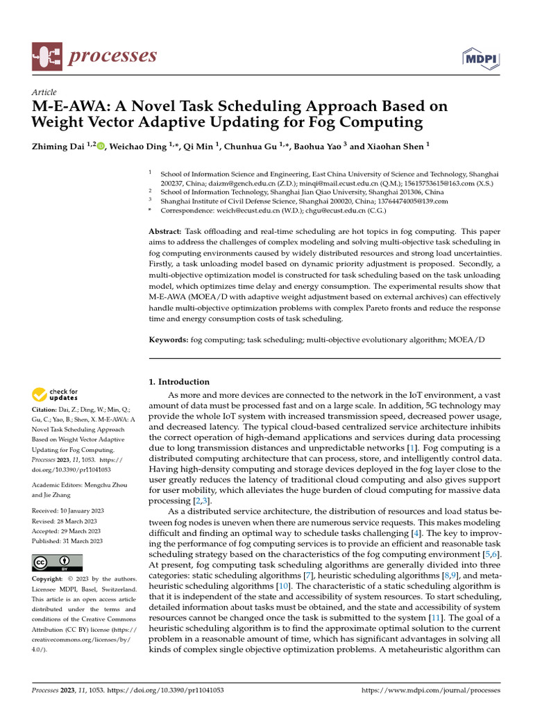 MEAWA A Novel Task Scheduling Approach Based On | PDF | Metaheuristic | Mathematical Optimization