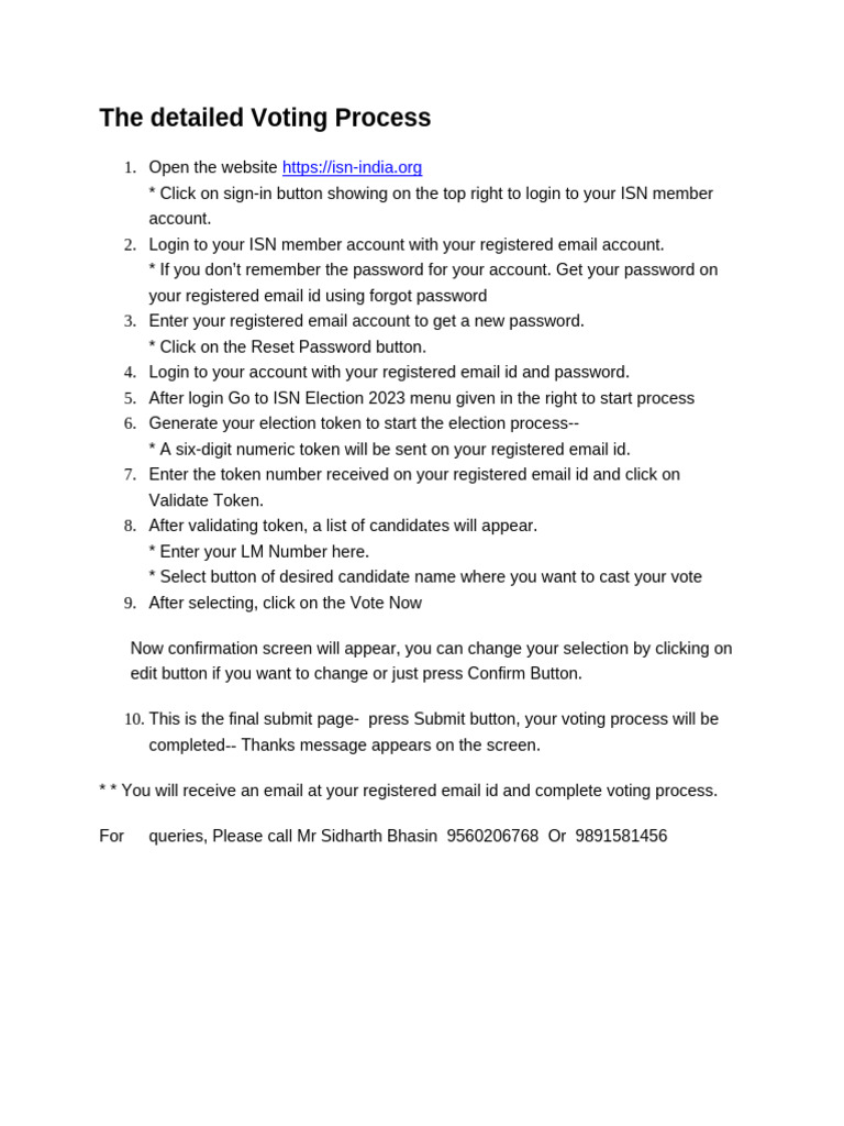 Voting Process for ISN Members | PDF