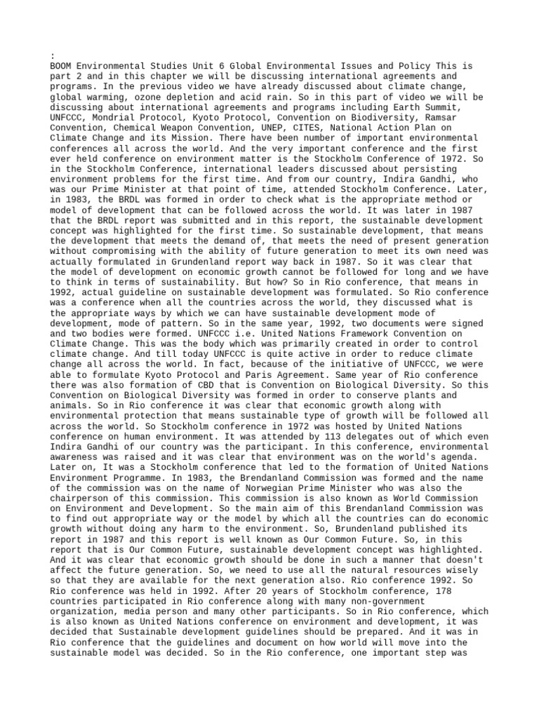 Global Environmental Agreements Overview | PDF | United Nations ...