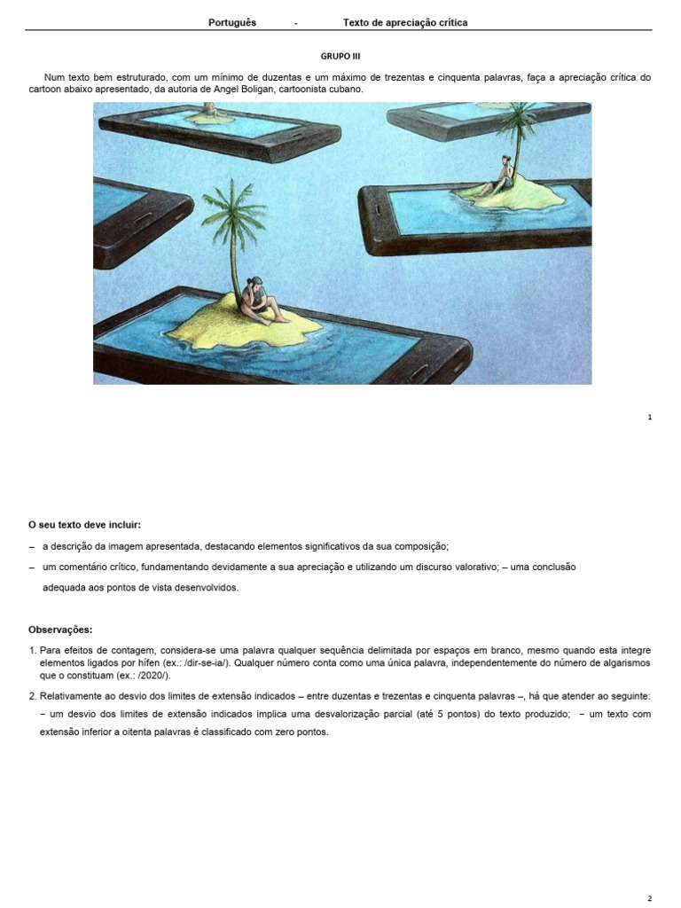 Exercicio Apreciacao Critica de Cartoon | PDF