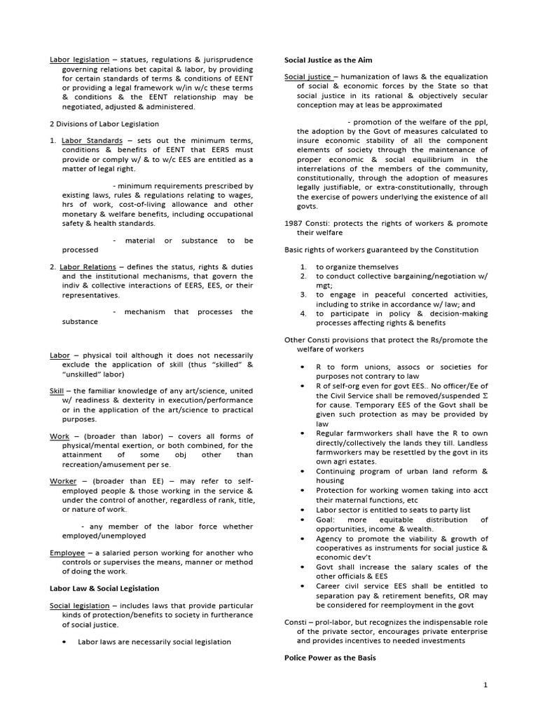 Labor Standards Azucena Notes | PDF | Cost Of Living | Leasehold Estate