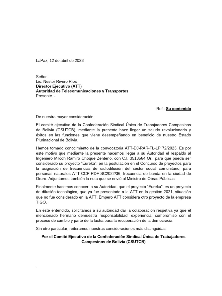 Carta OK ATT 2023 | PDF