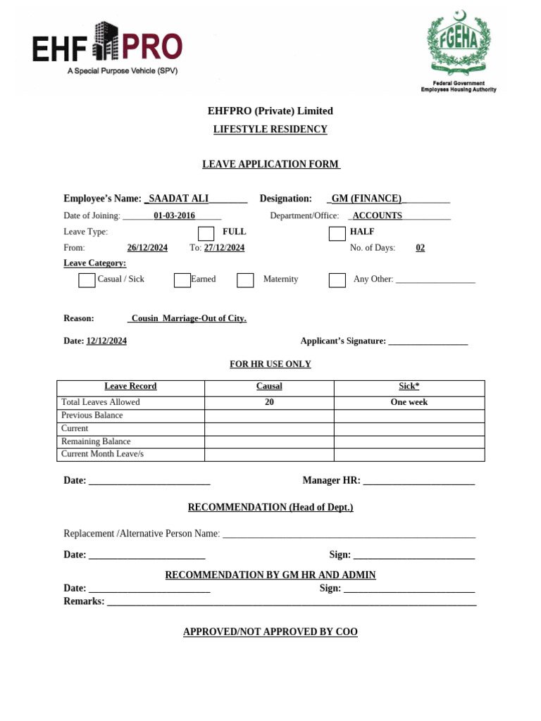 New Leave Form A | PDF