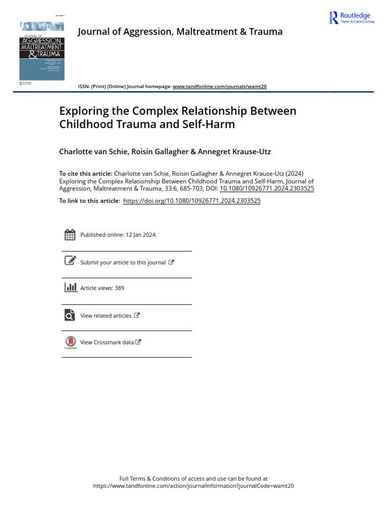 Exploring The Complex Relationship Between Childhood Trauma and Self-Harm | PDF | Borderline ...