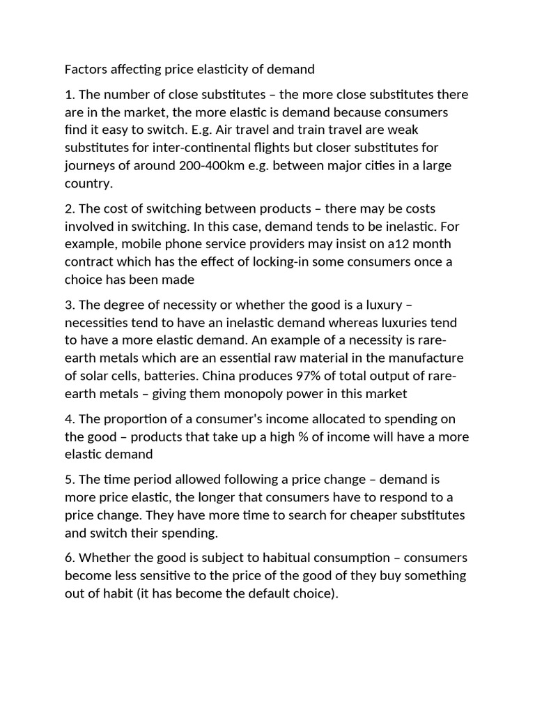 Econs Factors Affecting Ped Yed Ced | PDF | Elasticity (Economics) | Demand