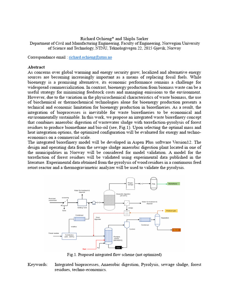 Feasibility of An Integrated Biorefinery Concept For Producing ...