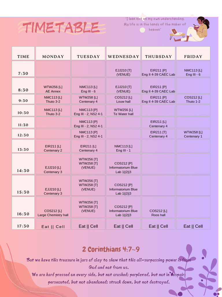 Y2 s1 Timetabe - 20250126 - 115956 - 0000 | PDF
