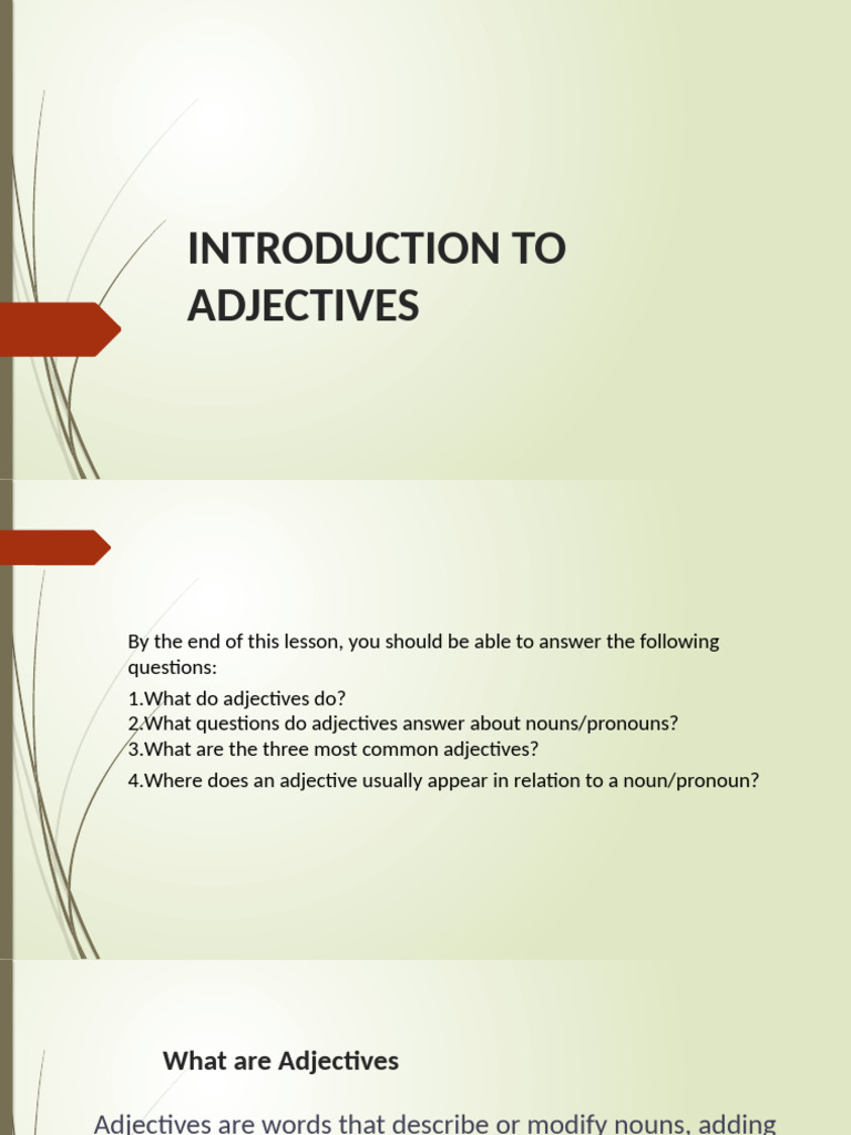 Introduction To Adjectives | PDF