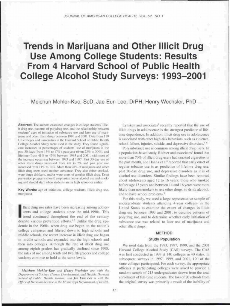 Marijuana and Other Illicit Drug Use Among College Students | PDF