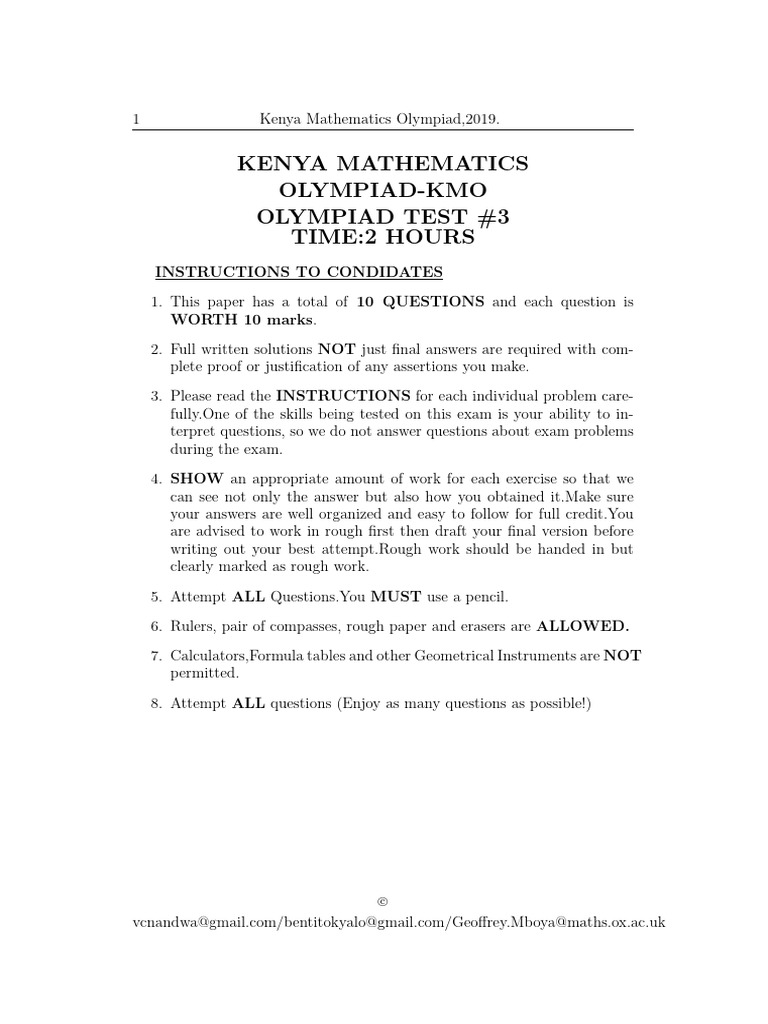 Olympiad Test 3 | PDF | Square Root | Mathematics