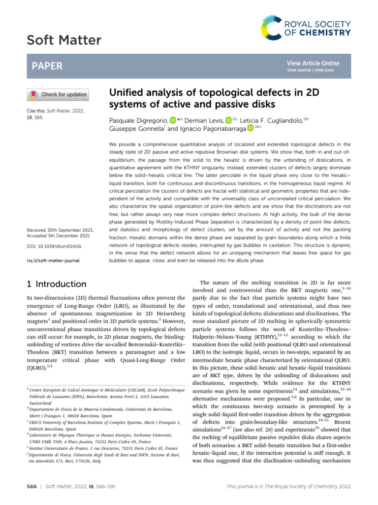 Unified analysis of topological defects in 2D | PDF | Phase (Matter) | Physical Sciences