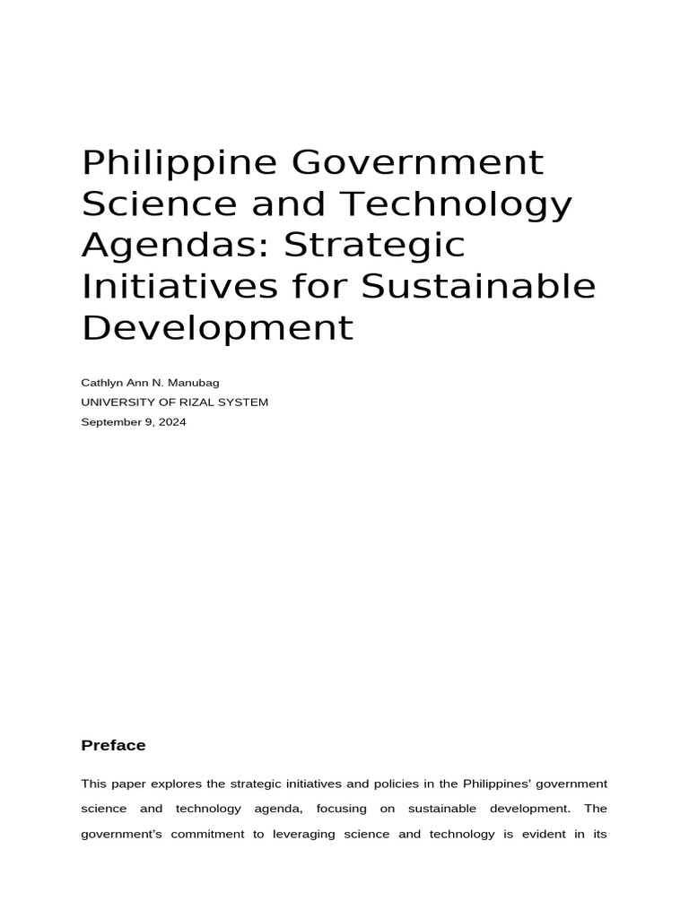 Philippine Government Science and Technology Agendas | PDF ...