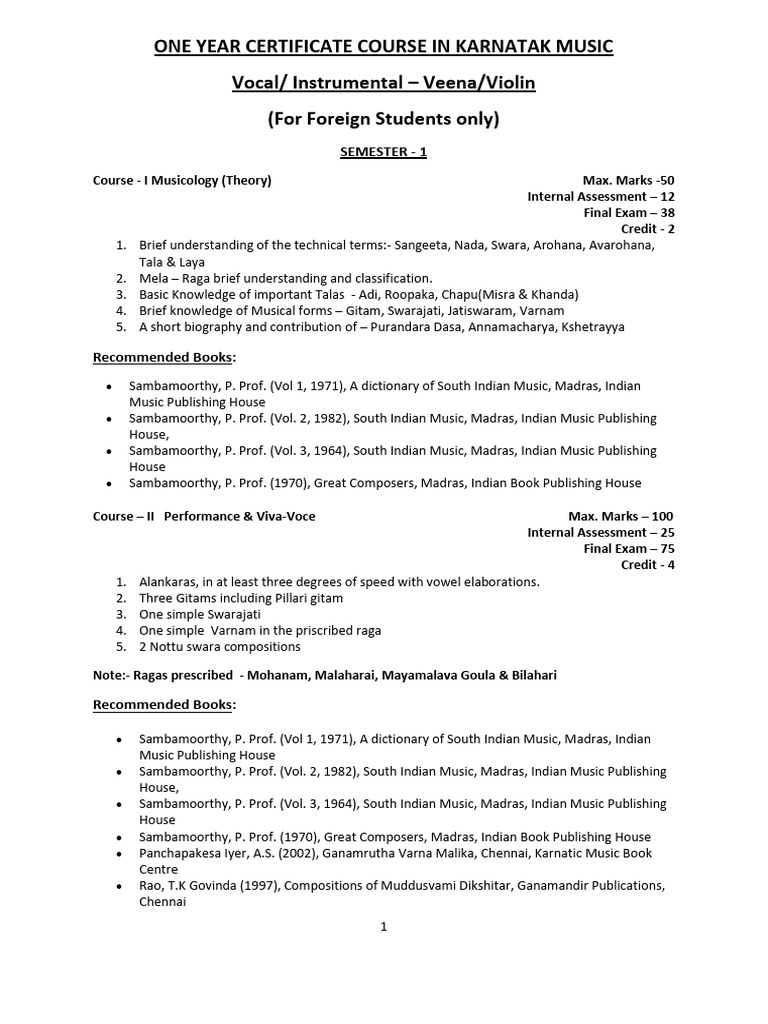 One Year Certificate Course Foreigner (K) | PDF | Musicology ...