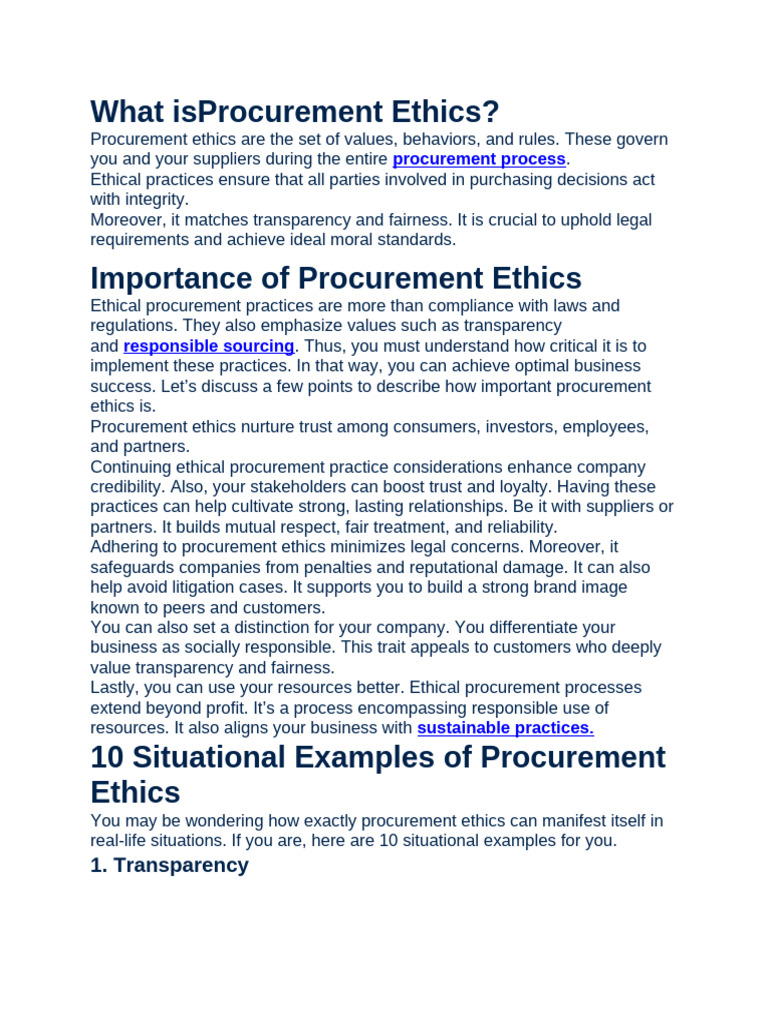 What isProcurement Ethics | PDF | Procurement | Supply Chain