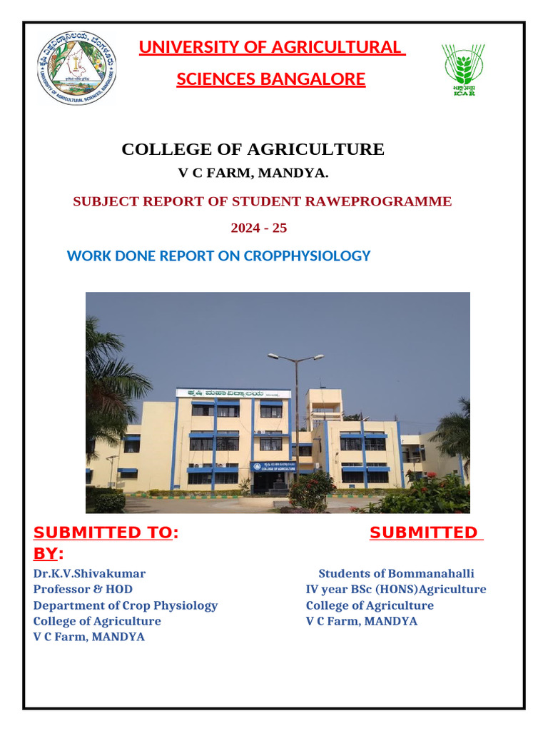 RAWE Report On Crop Physiology 2024 | PDF | Agriculture | Crops
