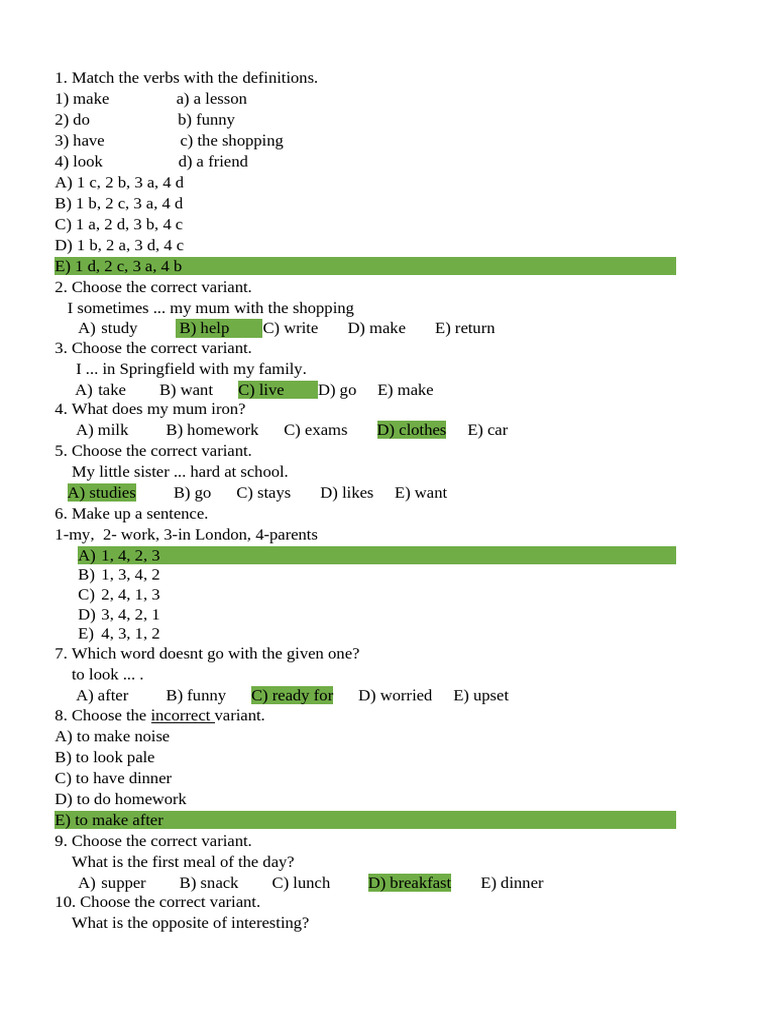 +English İAK 1 Unit 1-10 Əyani Students(1) | PDF | Adverb | Subject ...