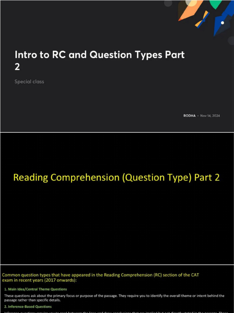 Intro To RC and Question Types Part 2 No Anno | PDF