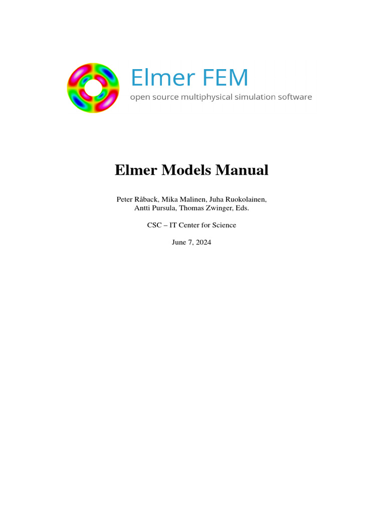 Elmer Models Manual | PDF | Fluid Dynamics | Navier–Stokes Equations