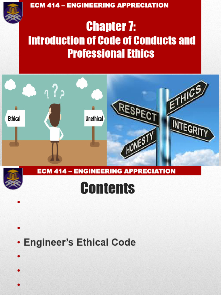 CHAPTER 7 Introduction of Code of Conducts and Professional Ethics ...
