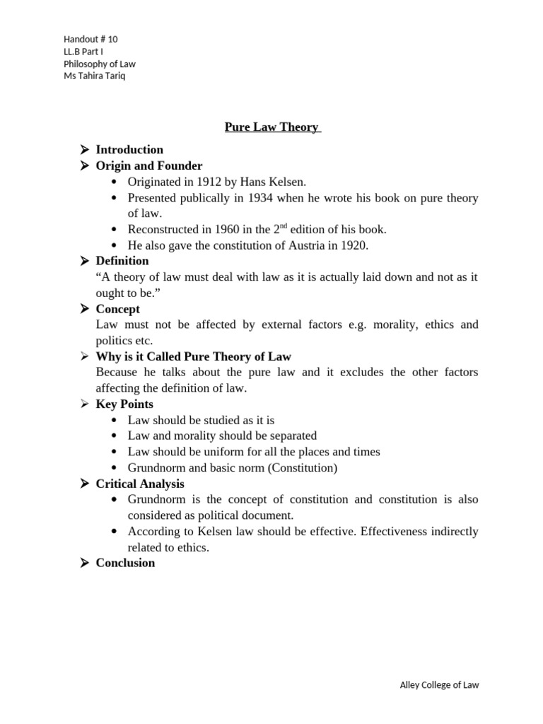 Pure Law Theory | PDF