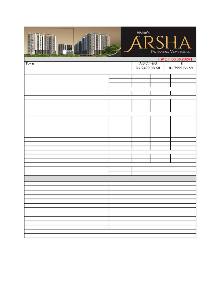 Vision's Arsha Price Sheet | PDF | Vehicles