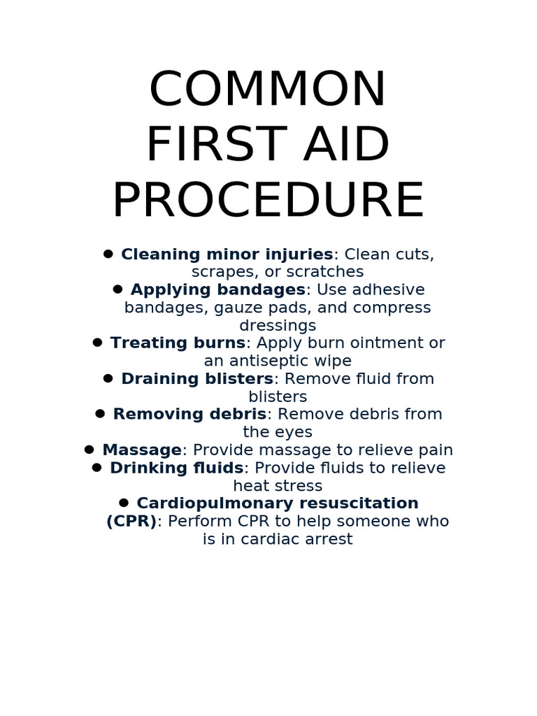Common First Aid Procedure | PDF