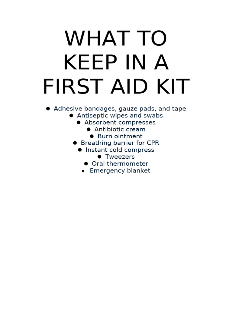 What To Keep in A First Aid Kit | PDF