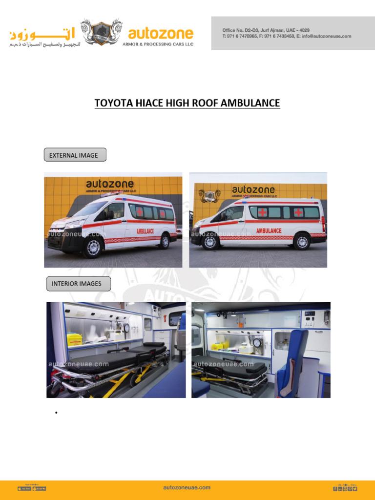 Toyota Hiace Ambulance Specefications | PDF | Window | Ambulance