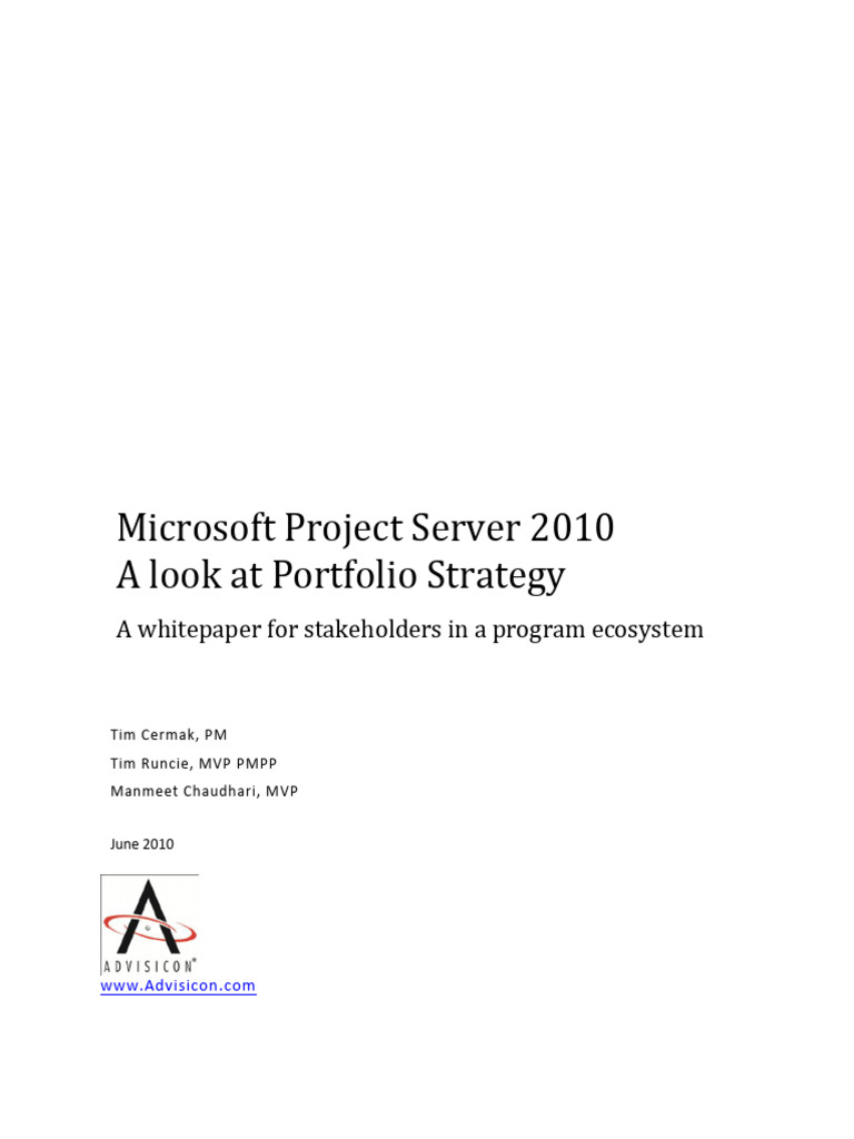 Project Server 2010-Portfolio Strategy | PDF | Project Management | Strategic Management