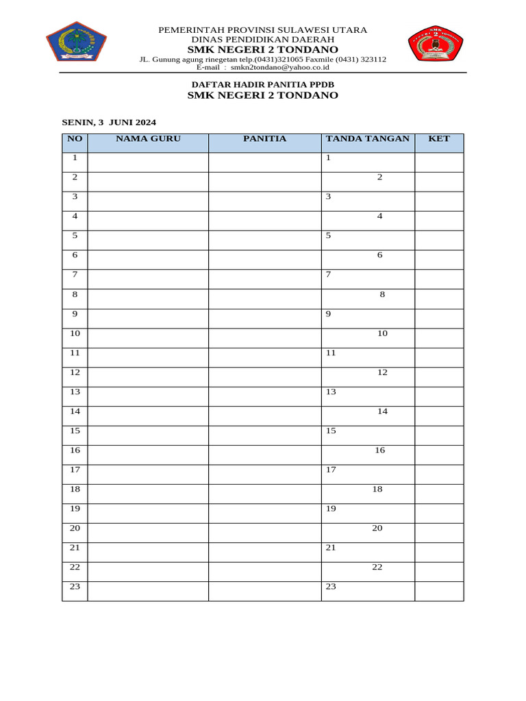 DAFTAR HADIR Panitia PPDB | PDF