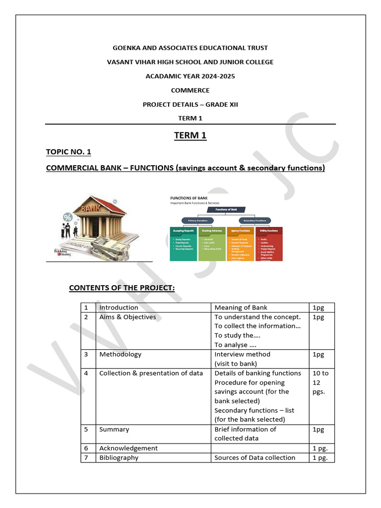 Term 1 Project Topics - Grade 12 | PDF