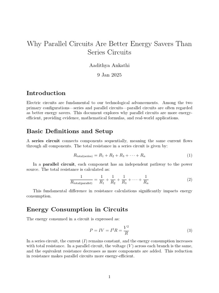 Parallel Circuits Are Better Energy Savers Than Series Circuits | PDF | Series And Parallel ...