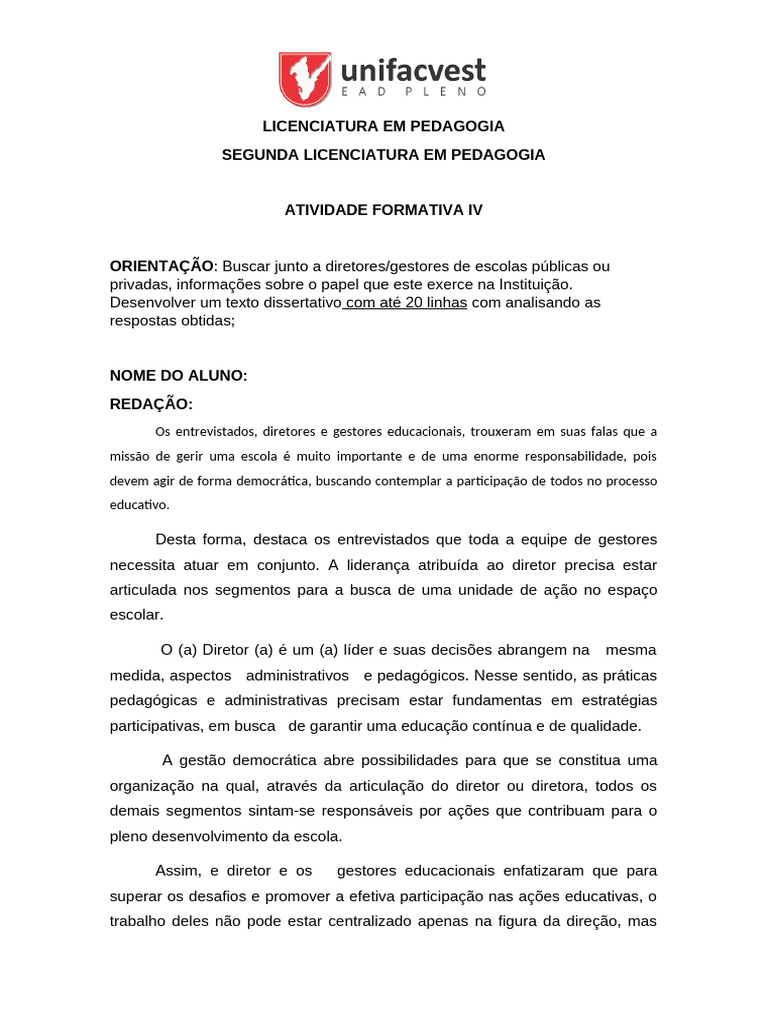 Atividade Formativa Iv-Unifacvest | PDF