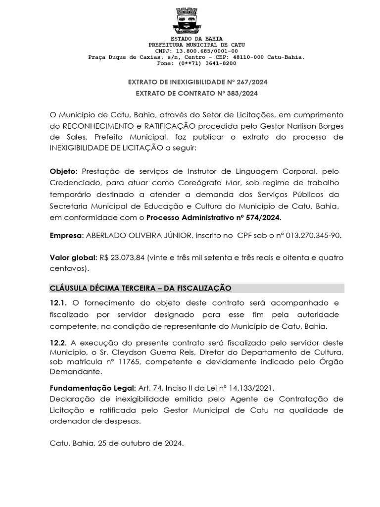 Extrato de Contrato #383 | PDF