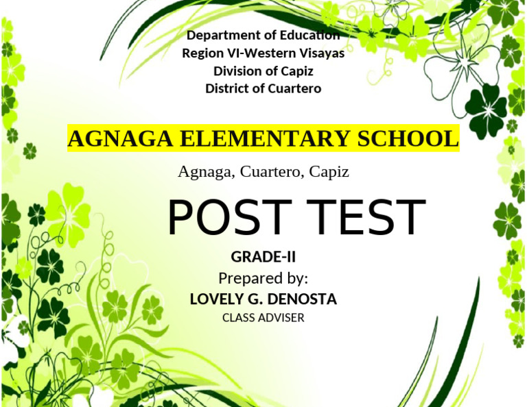 POST TEST COVER PAGE | PDF