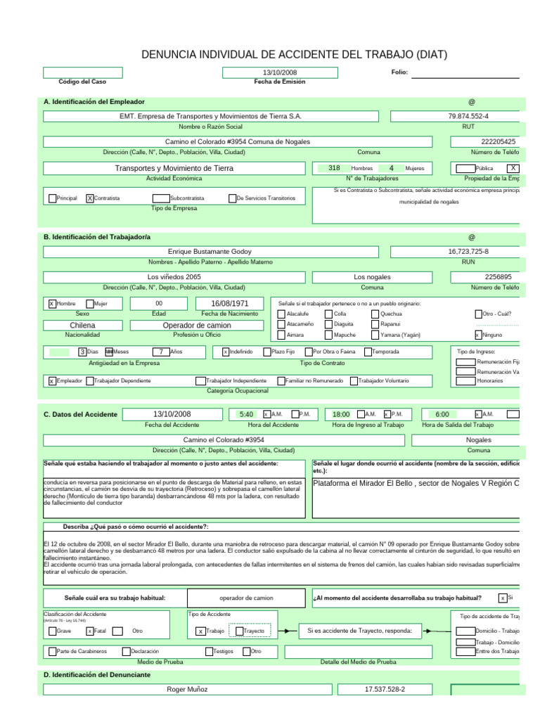 Formulario DIAT Editable | PDF