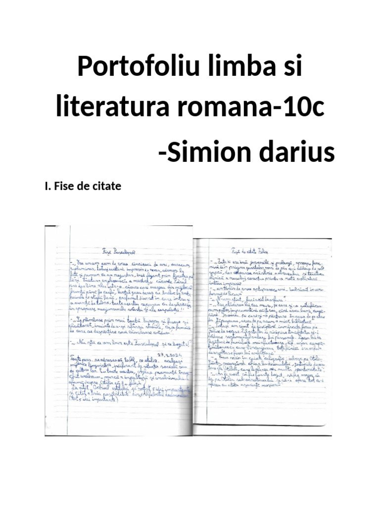 Portofoliu limba si literatura romana | PDF